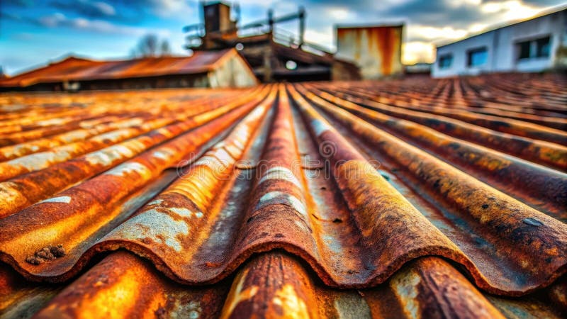 Rustic Corrugated Metal Roofing Texture a Close-up View of Weathered ...