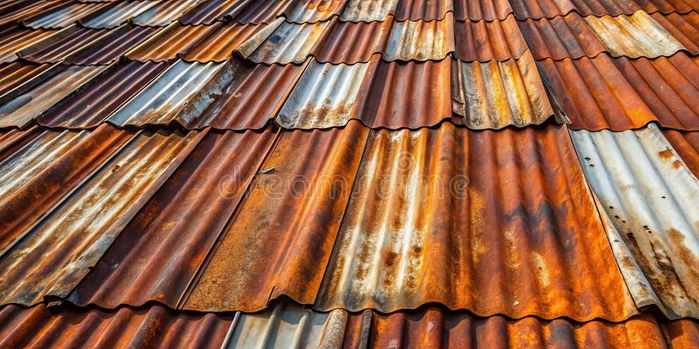 Rustic Corrugated Metal Roofing Texture Showing Age and Weathering ...