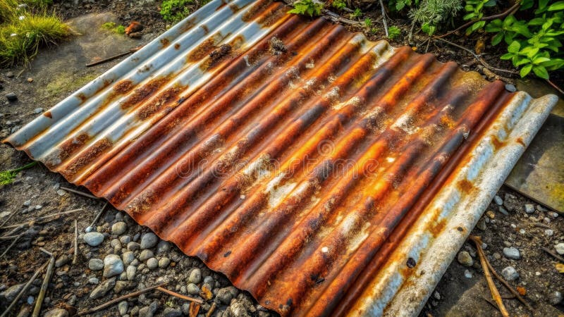 Rustic Corrugated Metal Sheet Exhibiting Extensive Rust and Weathering ...