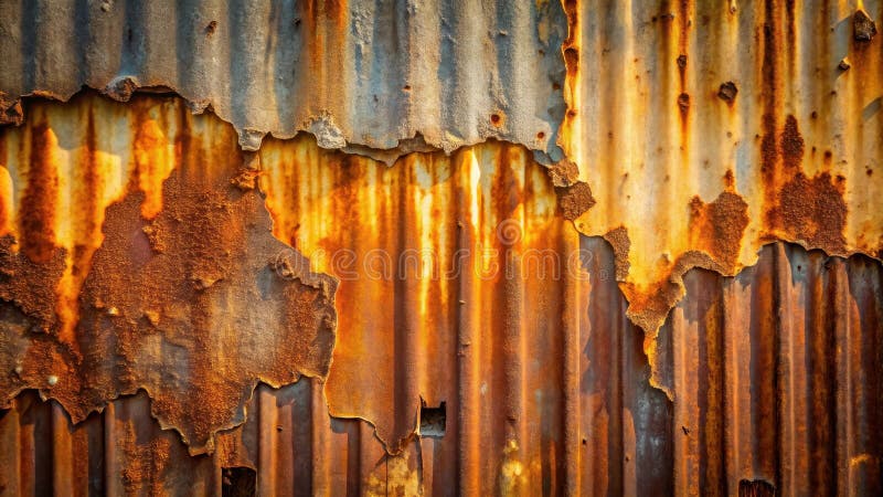 Rustic Corrugated Metal Sheet with Extensive Rust and Decay. Generative ...