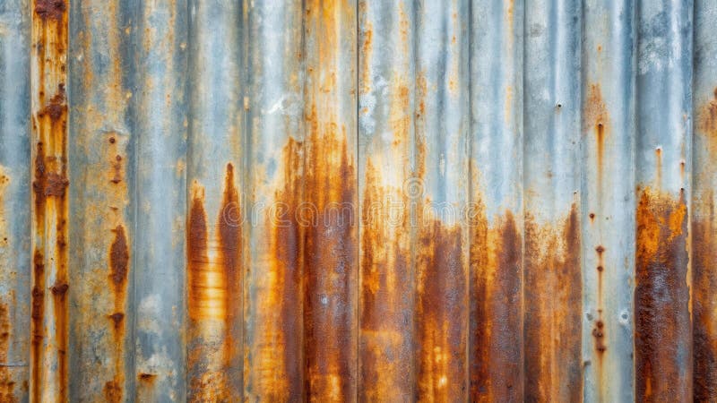 Rustic Corrugated Metal Sheet with Extensive Rust and Patina Showing ...