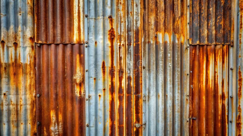 Rustic Corrugated Metal Sheet with Extensive Rust and Weathering ...