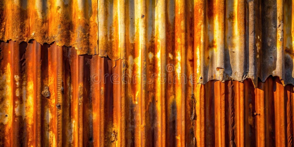 Rustic Corrugated Metal Sheet with Intense Rust and Texture. Generative ...