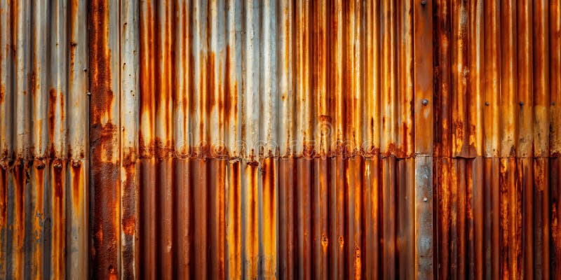 Rustic Corrugated Metal Wall with Rich Orange and Brown Rust Patina ...