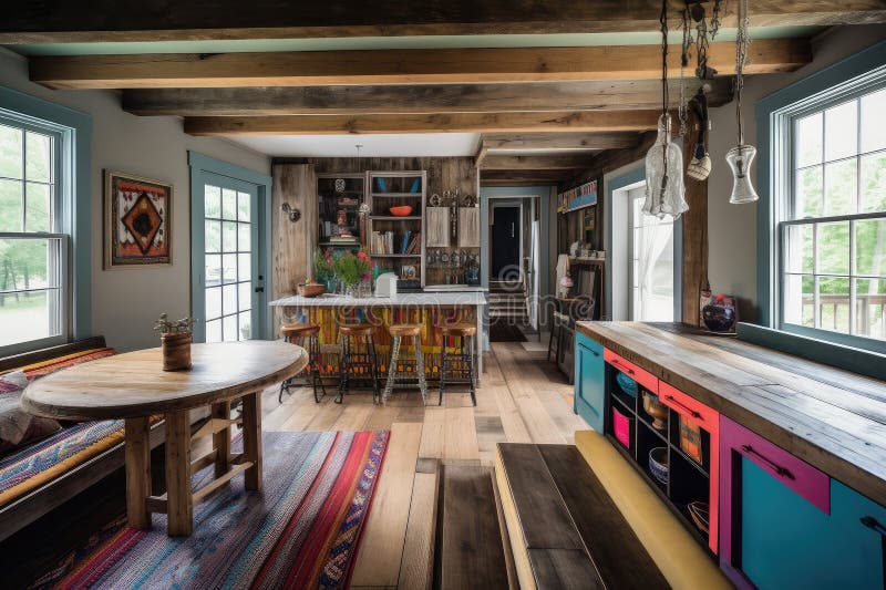 Rustic Cottage with Bright Pops of Color and Eclectic Mix of Styles ...