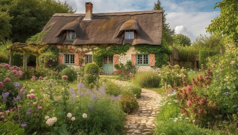 Rustic Cottage with Half Timbered Design Nestled in Idyllic Meadow ...