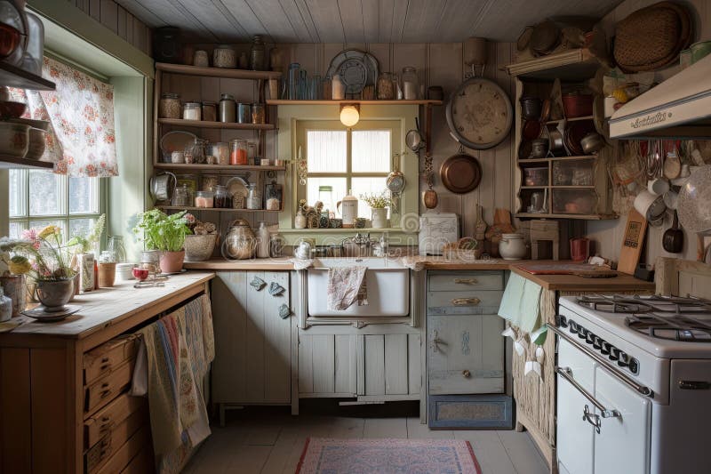 Rustic and Cottage-style Kitchen, with Vintage Style Appliances and ...