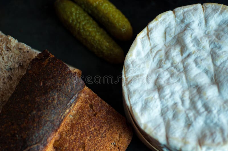 Rustic Country Bread and French Cheese. Stock Photo - Image of grain ...