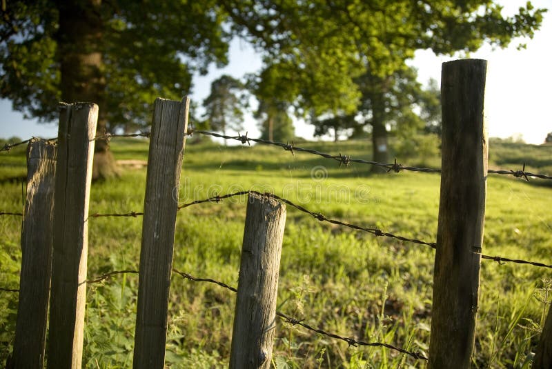 Countryside Fence Leading To a Ranch Stock Image - Image of colours ...