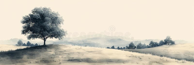 Rustic Countryside Scene with Trees Generative AI Stock Illustration ...