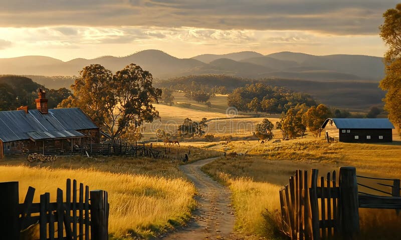 Rustic Countryside at Sunrise Stock Footage - Video of farmhouse ...