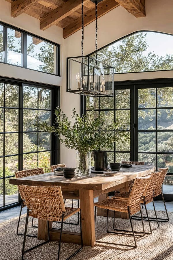 Rustic and Cozy Dining Room with a Greenhouse Feel Stock Image - Image ...