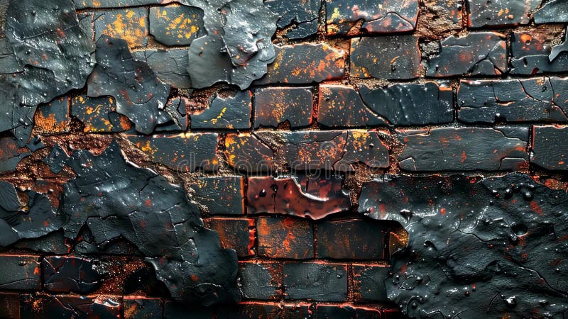 Rustic Cracked Brick Wall Featuring Peeling Paint in Distressed and ...