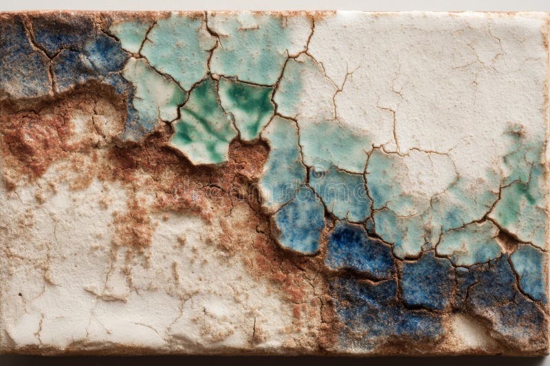 Rustic Crackle Glaze Ceramic Tile with Blue and Green Tones Stock ...