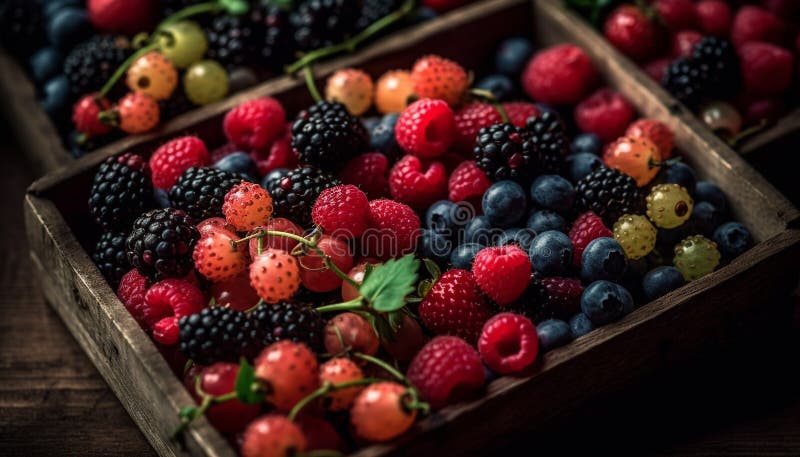 A Rustic Crate of Multi Colored Berries, a Healthy Summer Snack ...