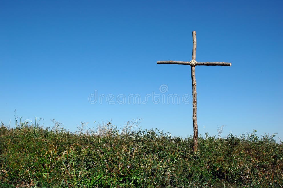 Rustic Cross over blue sky stock photo. Image of natural - 1287492