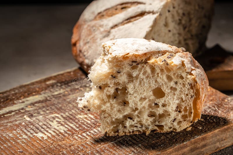 Rustic Crusty Loaves of Bread, Bakery, Food Concept. Top View Stock ...
