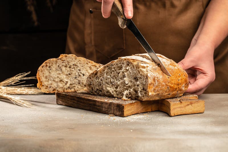 Rustic Crusty Loaves of Bread, Bakery, Food Concept. Top View Stock ...