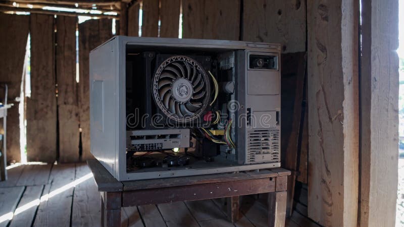 Rustic Cryptocurrency Mining with Open Computer Case Stock Video ...