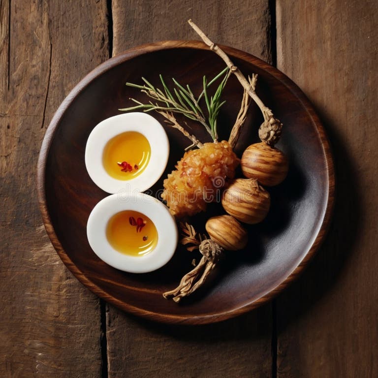 Rustic Culinary Presentation: a Delicate Dish with Fried Elements and ...