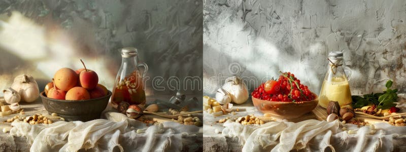 Rustic Culinary Still Life with Apples and Tomatoes Stock Image - Image ...