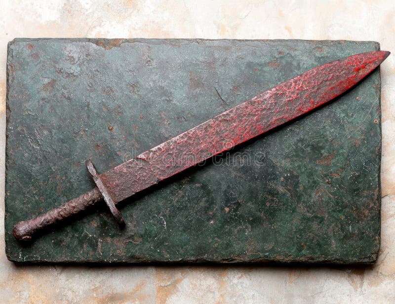 Rustic Dagger on Slate Background Stock Illustration - Illustration of ...
