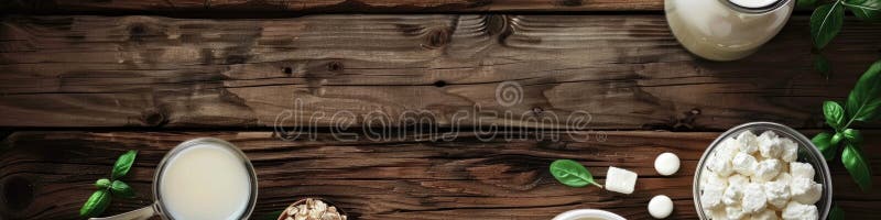 Rustic Dairy and Flour Display on Wooden Tabletop with Natural Decor ...