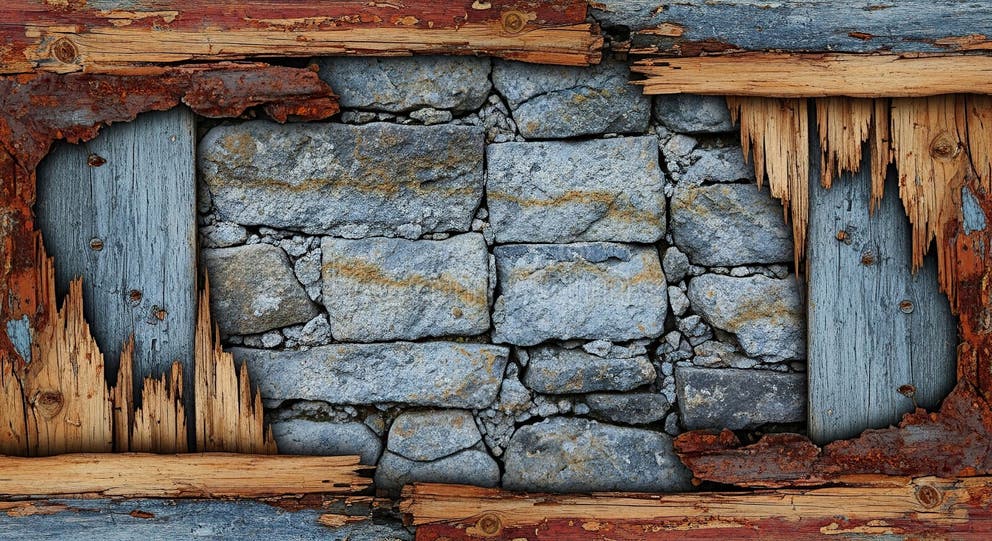 Rustic Decay: a Broken Frame of Splintered Wood and Rust Reveals a ...