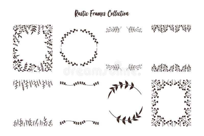 Rustic Decorative Elements - Frames. Wedding, Poster, Greeting Cards ...