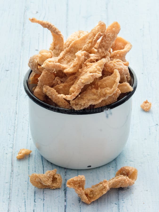 Rustic Deep Fried Chicken Skin Stock Photo - Image of calories, skin ...