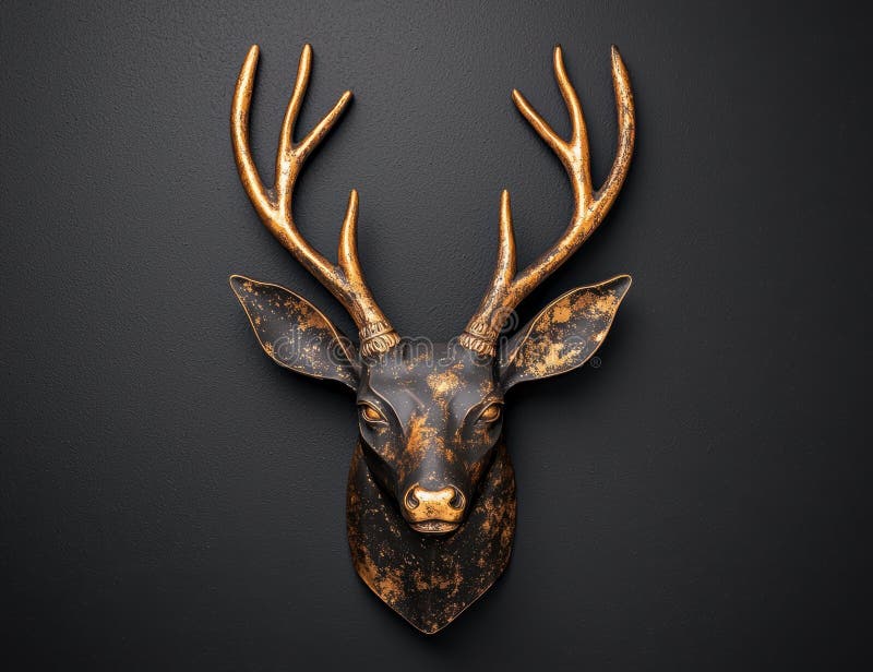 Rustic Deer Head Wall Decor Stock Illustration - Illustration of home ...