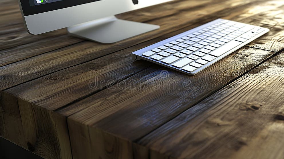Rustic Desk, Keyboard, Computer, Sunlight, Office, Work Stock Image ...