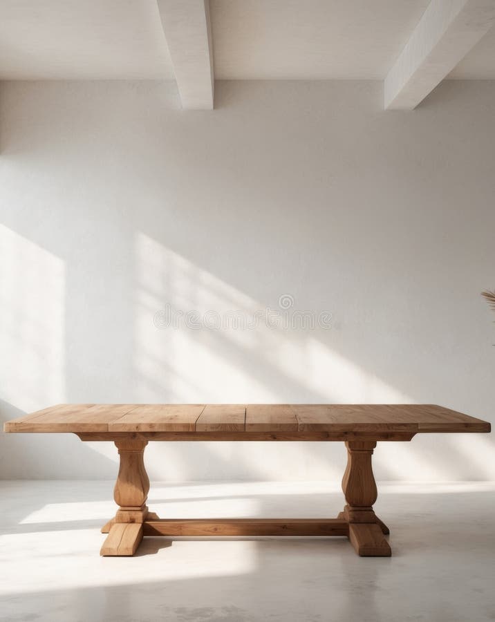 Rustic Dining Room with Large Wooden Table Stock Photo - Image of ...