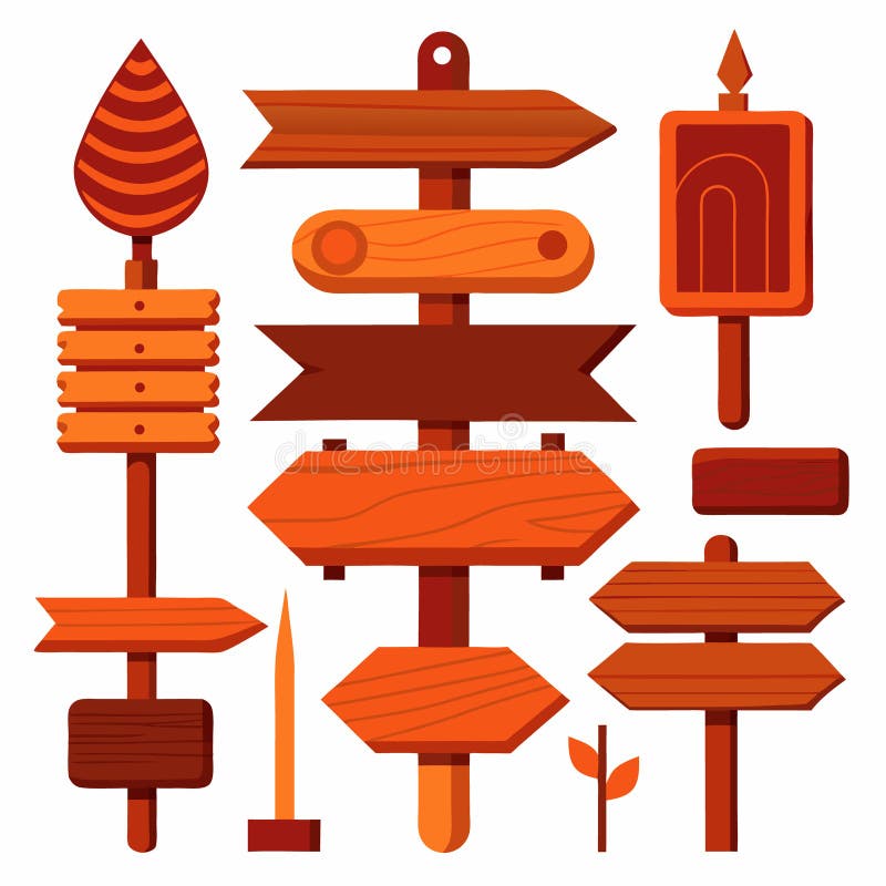 Rustic Directional Signpost Vector Collection with Arrows and ...