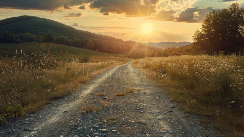 Rustic Dirt Path Cutting Green Meadow Stock Photos - Free & Royalty ...