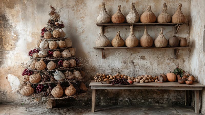 A Rustic Display of Harvested Vegetables and Fruits Arranged beside a ...