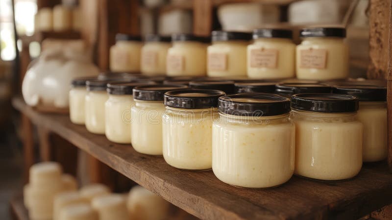 Rustic Display of Jars on Wooden Shelves. Stock Photo - Image of market ...