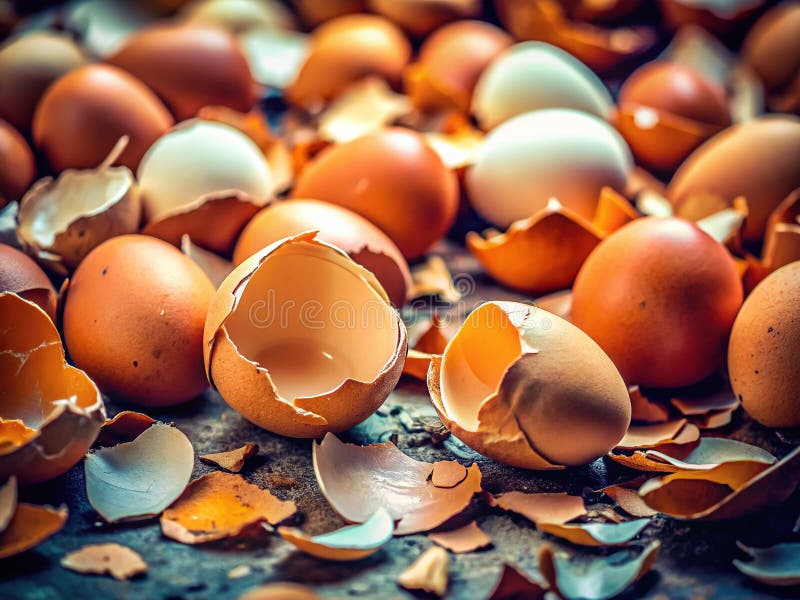 A Rustic Documentary of Broken Eggshells CloseUp Texture and Fragile ...