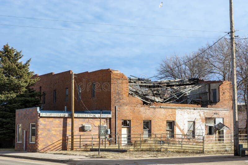 Abandoned Damaged Old Brick Building Stock Image - Image of brick ...