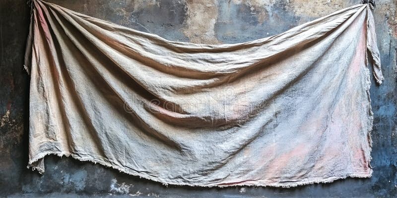 Rustic Draped Fabric on Grunge Wall Texture Background Stock ...
