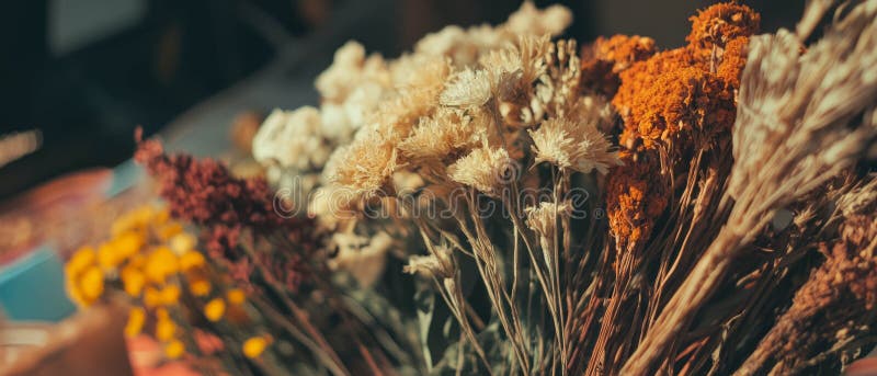 Rustic Dried Flower Arrangements with Natural Textures in Vintage ...