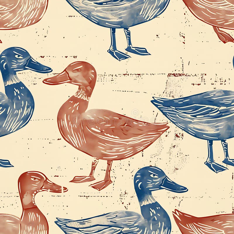 Rustic Duck Pattern Seamless Tile Stock Illustration - Illustration of ...