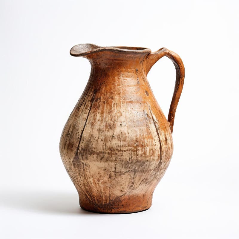 Rustic Earthenware Jug on a White Background Photography Stock ...