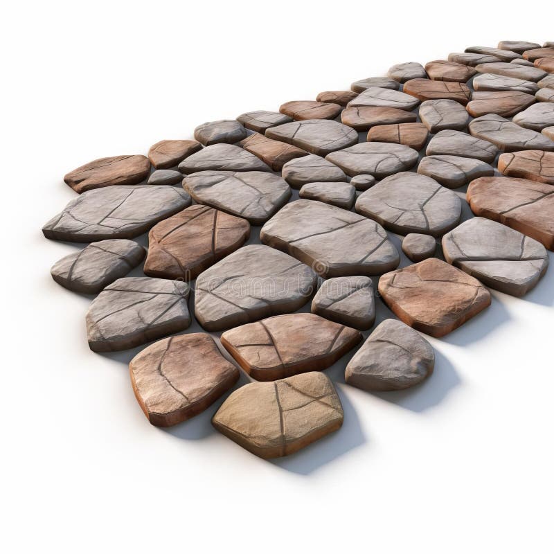Rustic Earthy Cobblestone Pathway on White Isolated Background Stock ...