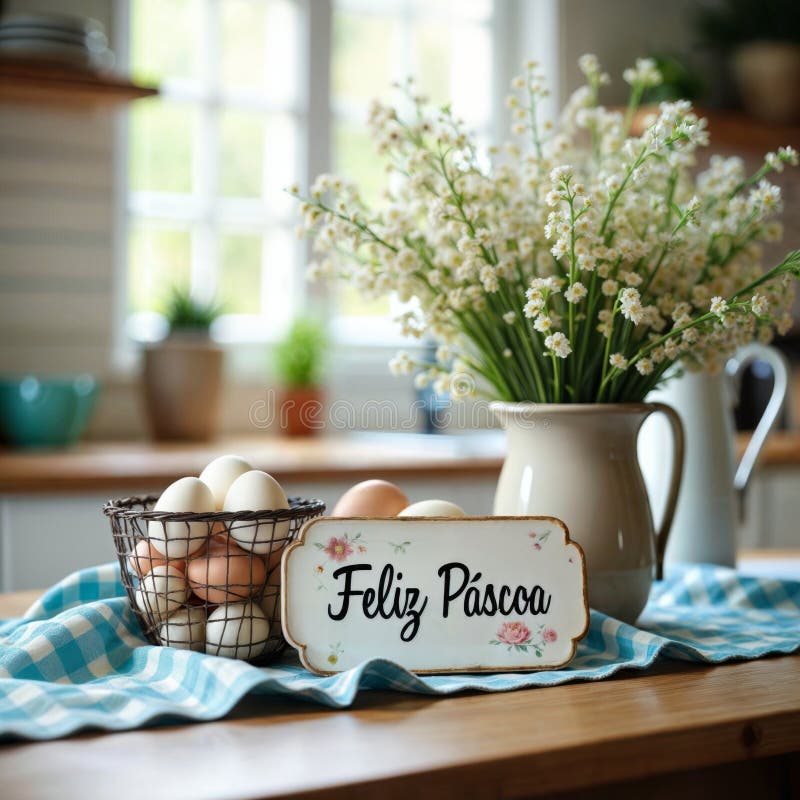 Rustic Easter Breakfast with Eggs and Daisies, Generative Ai Stock ...