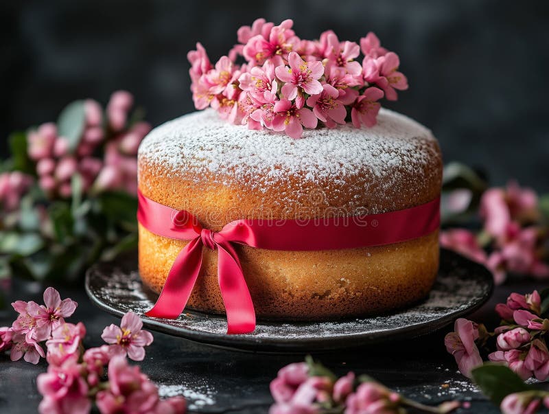 Rustic Easter Cake with Red Ribbon Stock Illustration - Illustration of ...