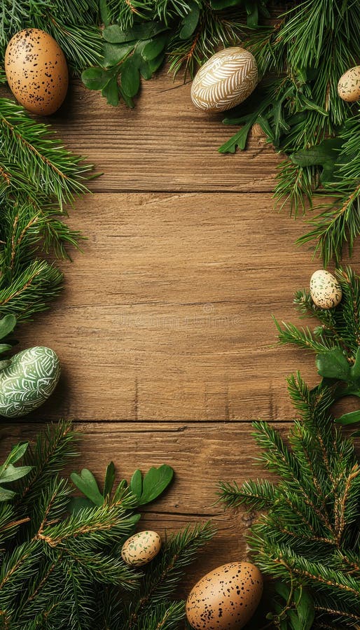 Rustic Easter Greeting Card Template with Vintage Wooden Texture and ...