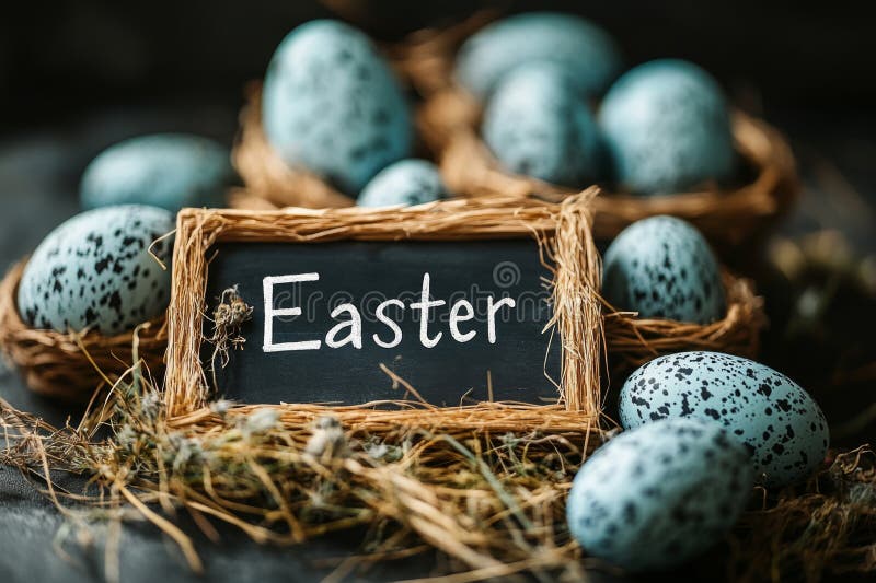 Rustic Easter Nest with Eggs Stock Illustration - Illustration of ...