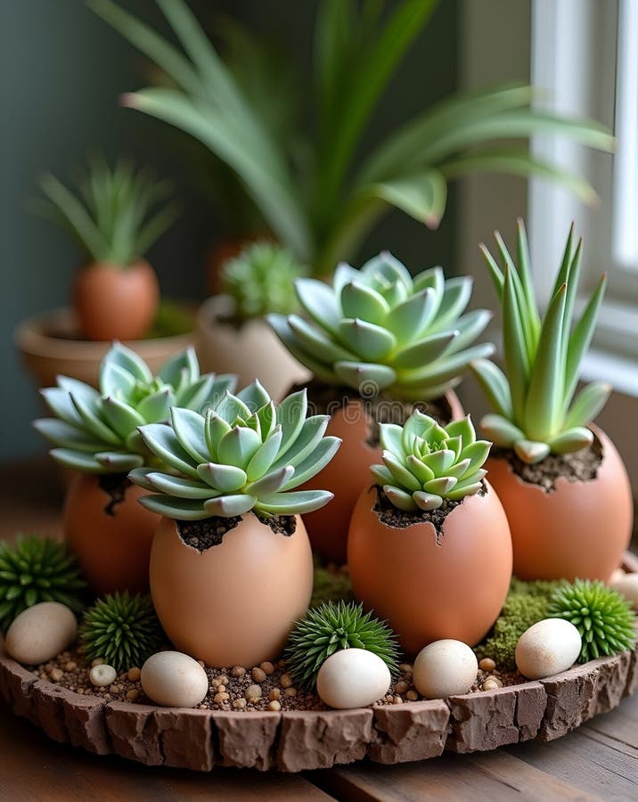 Rustic Easter Succulent Planters in Cracked Eggshells with Terracotta ...