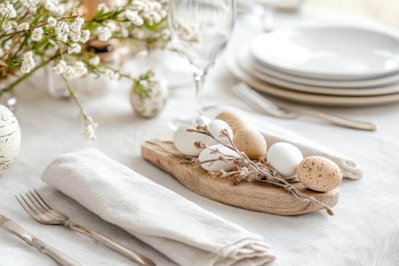 Rustic Easter Table Setting with Painted Wooden Accents for Holiday ...